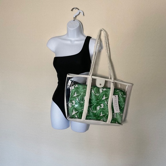 Emperia | Bags | Emperia Clear Tote Bag With Interior Banana Leaf Pouch ...
